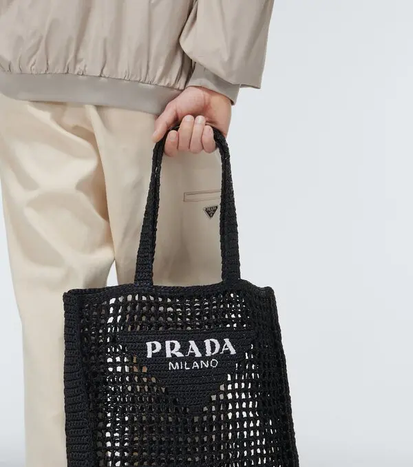 Prada Logo Crochet Tote Bag