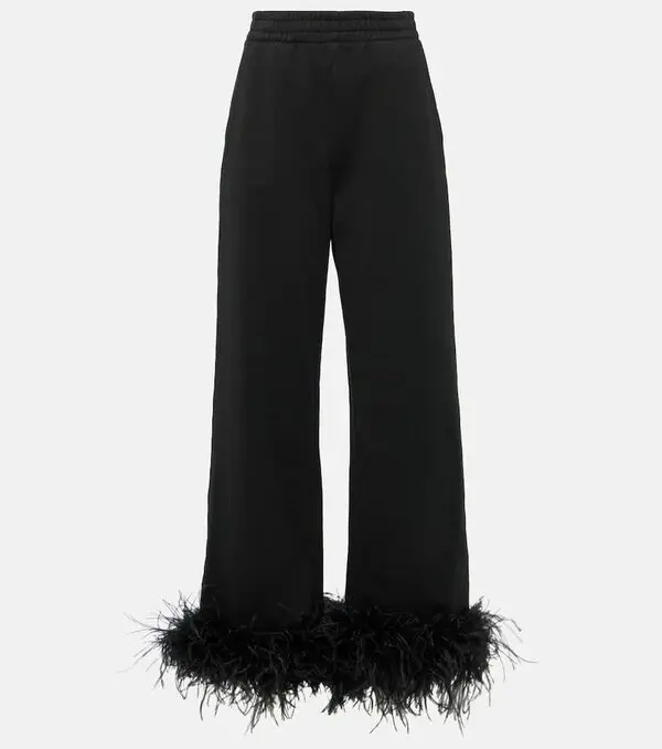 Prada Feather-trimmed Sweatpants