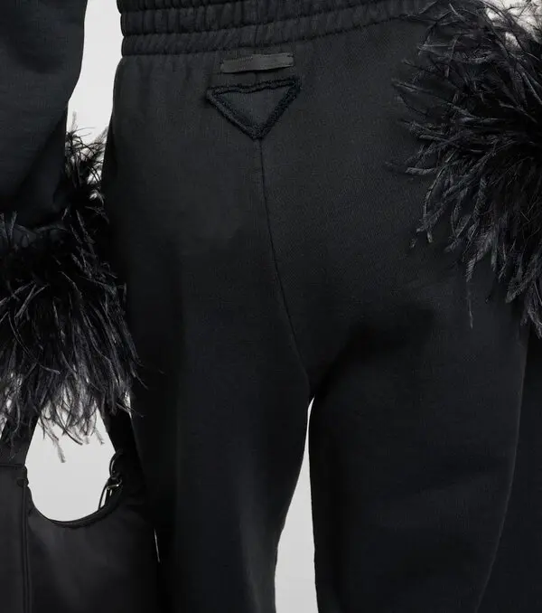 Prada Feather-trimmed Sweatpants