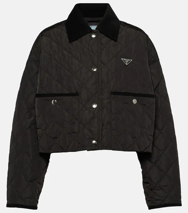 Prada Re-nylon Quilted Cropped Jacket - Black