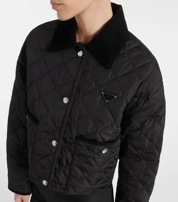 Prada Re-nylon Quilted Cropped Jacket - Black