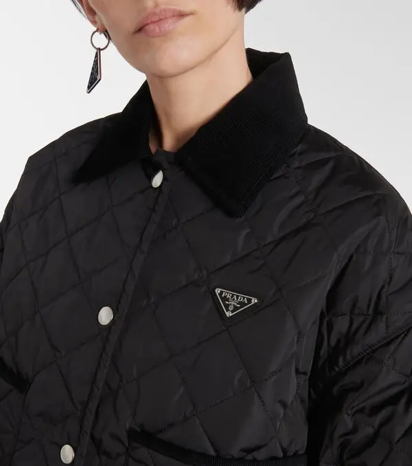 Prada Re-nylon Quilted Cropped Jacket - Black