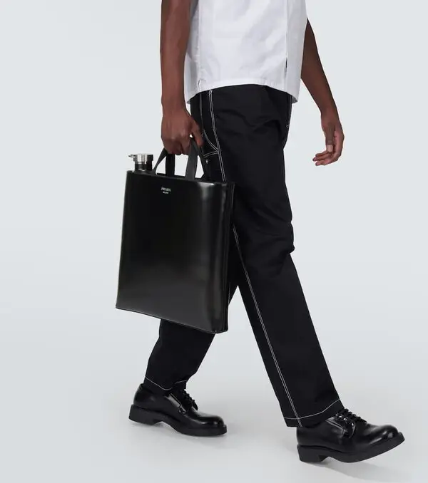 Prada Leather Tote Bag And Water Bottle Set