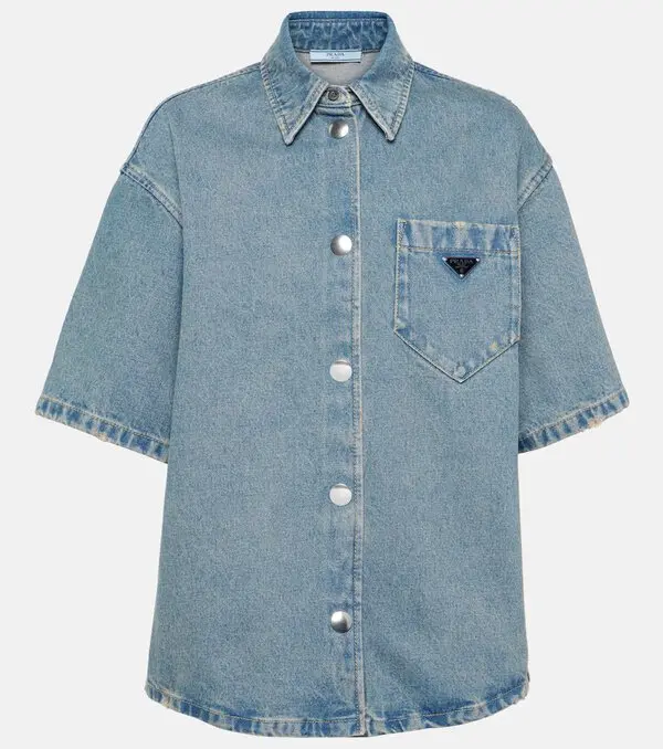 正規品 Prada Mid Blue Denim Shirt 21AW Denim shirt in blue - Prada | Mytheresa