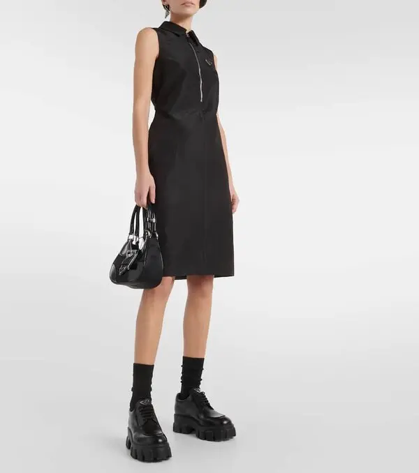 Prada Half-zip Silk-blend Midi Dress