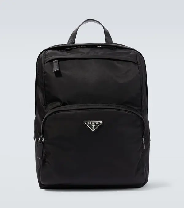 Prada Re-nylon Logo Backpack - Black