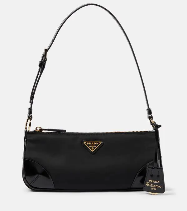 Prada Re-Edition Nylon & Leather Shoulder Bag - Black | Editorialist