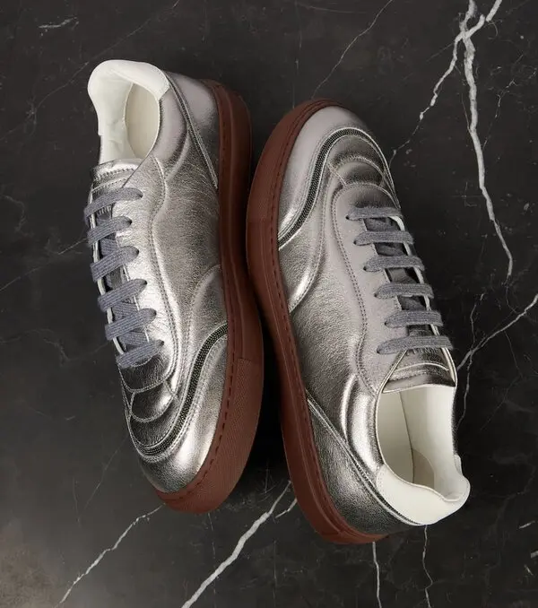 Brunello Cucinelli Metallic Leather Sneakers