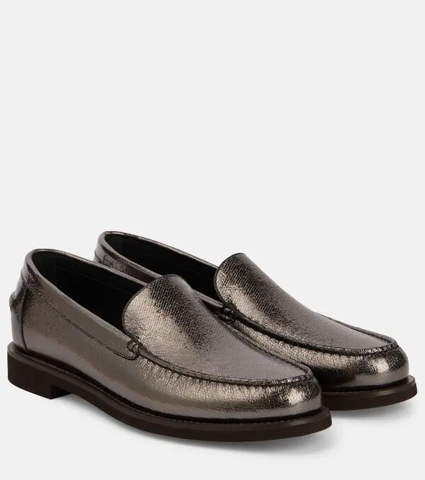 Brunello Cucinelli Metallic Leather Loafers