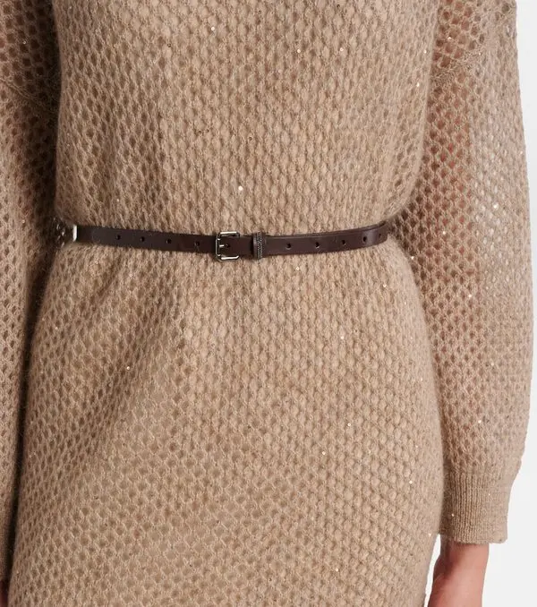 Brunello Cucinelli Belted Knitted Midi Dress