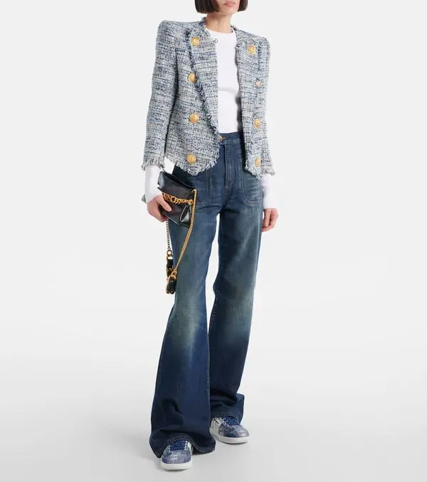 Balmain Swan Denim Sneakers