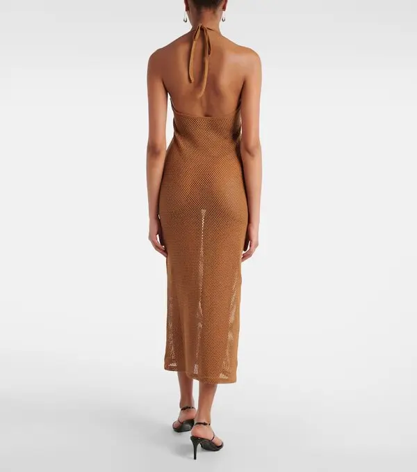 COURREGES Sheer Cotton Mesh Midi Dress