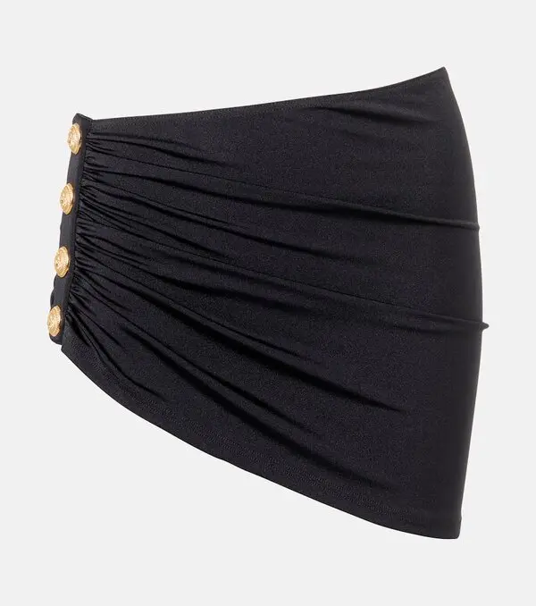 Balmain Draped Embellished Beach Cover-up - Black