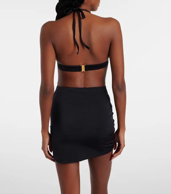 Balmain Draped Embellished Beach Cover-up - Black