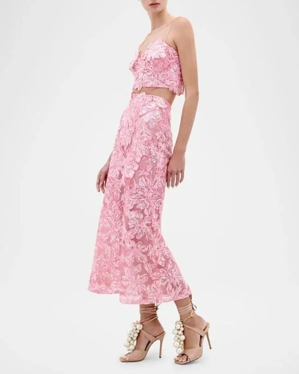 Silvia Tcherassi Astrid Lace Midi Skirt - Pink