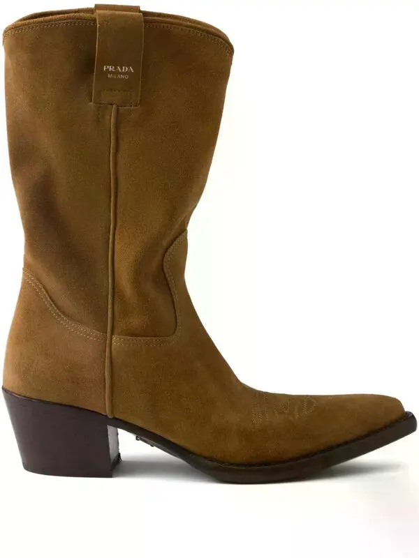 Prada Suede Western Ankle Boots