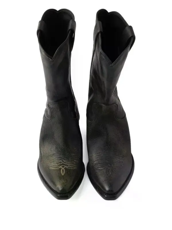 Prada 25mm Grained Leather Cowboy Boots