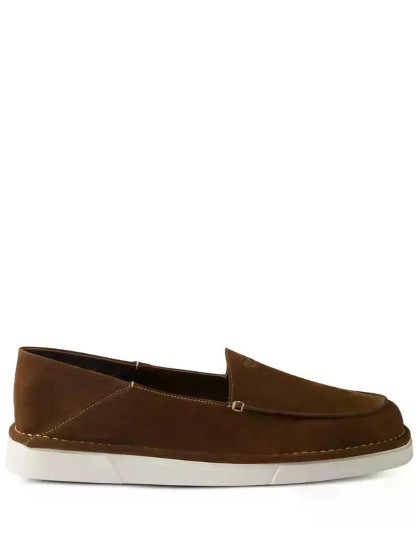 Prada Leather Slip-on Loafers - Brown