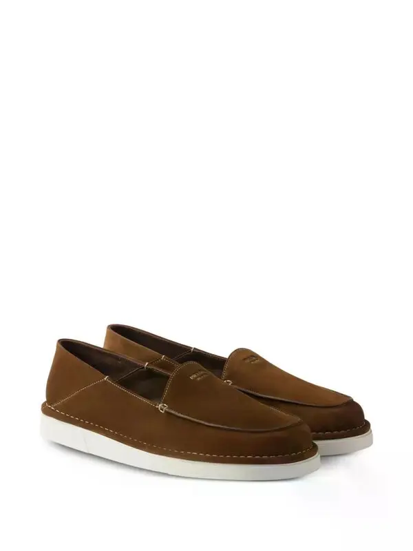 Prada Leather Slip-on Loafers - Brown