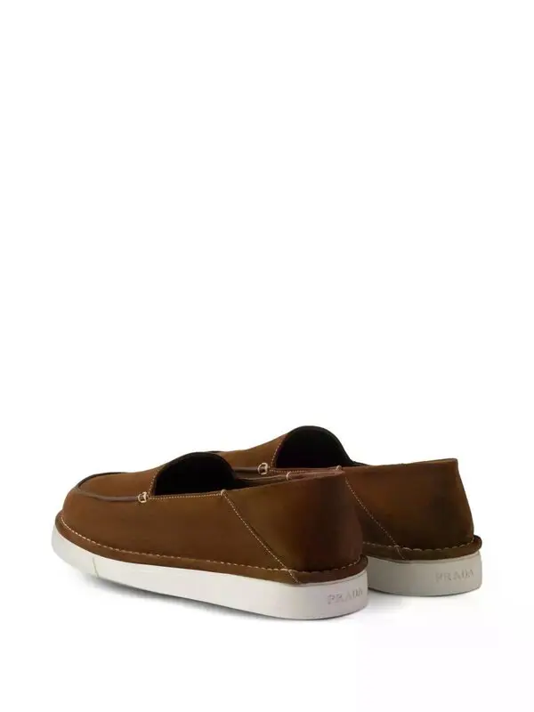 Prada Leather Slip-on Loafers - Brown