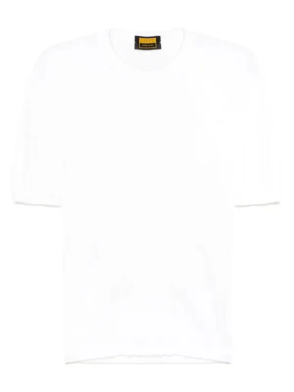 SVEVO Fine Ribbed Cotton T-shirt - White