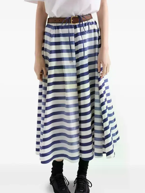 Prada Striped Full Midi Skirt