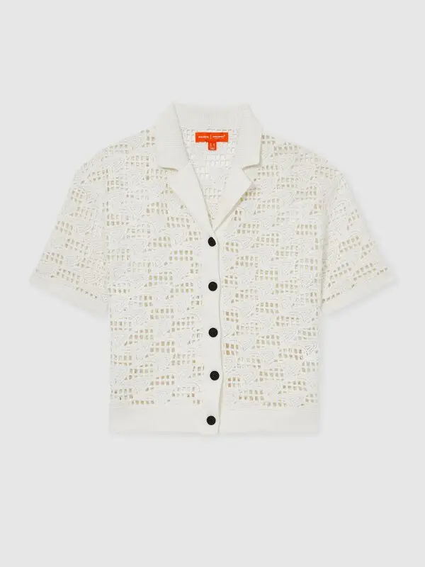 REISS X Mclaren F1 Team Fleur Speedmark Crochet Shirt - White