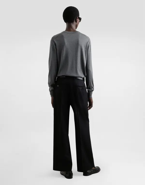Dolce & Gabbana Silk Sweater With Dg Embroidery - Grey