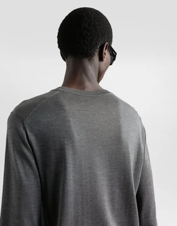 Dolce & Gabbana Silk Sweater With Dg Embroidery - Grey
