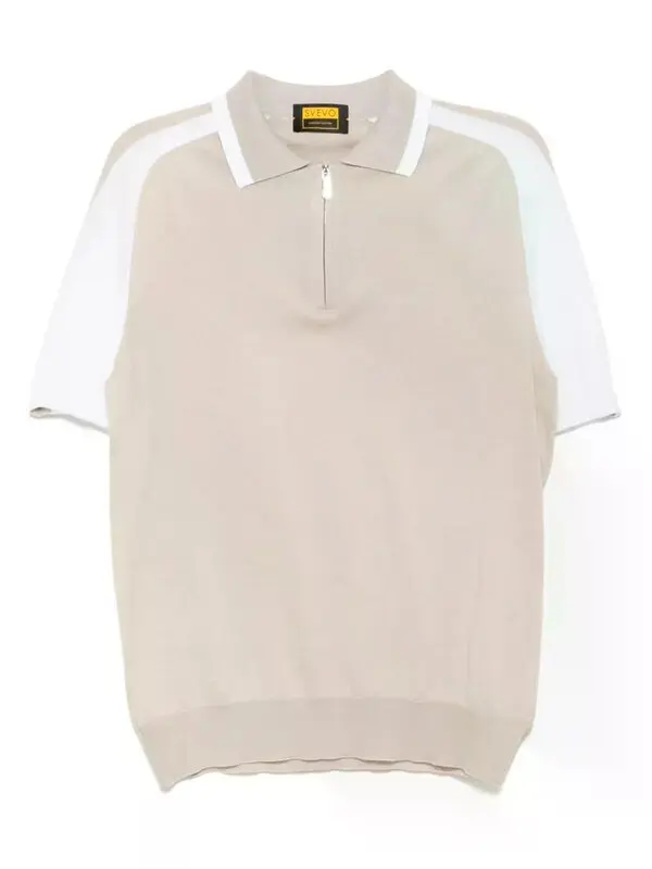 SVEVO Half Zip Cotton Polo Shirt - Neutrals