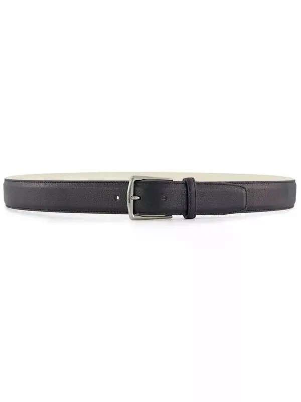 AURELIEN Buckled Leather Belt - Black