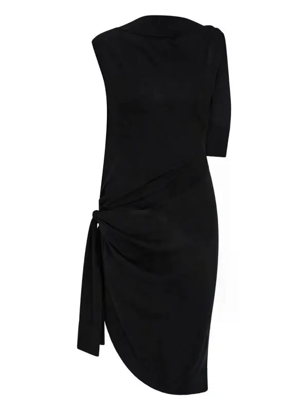 Ferragamo Asymmetric Wrap Dress Black Editorialist
