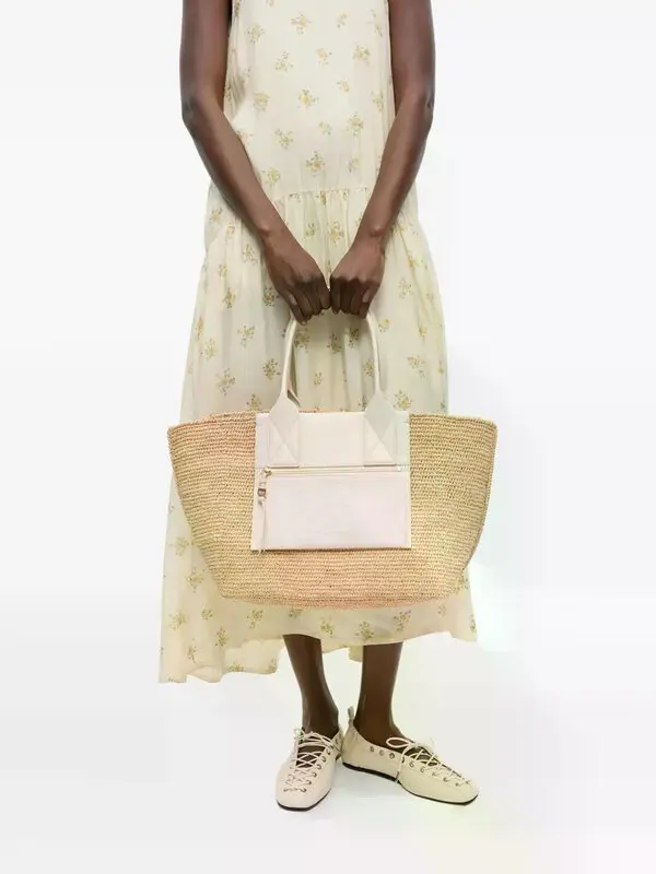 GANNI Medium Raffia Tote - Neutrals