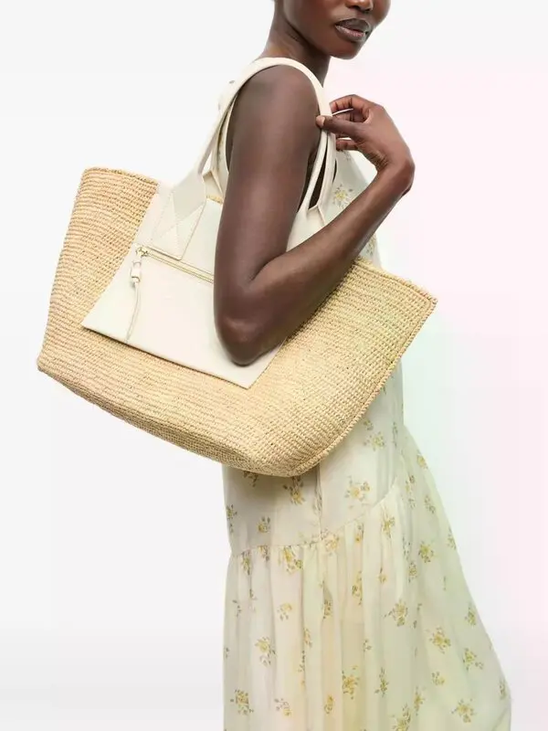 GANNI Medium Raffia Tote - Neutrals