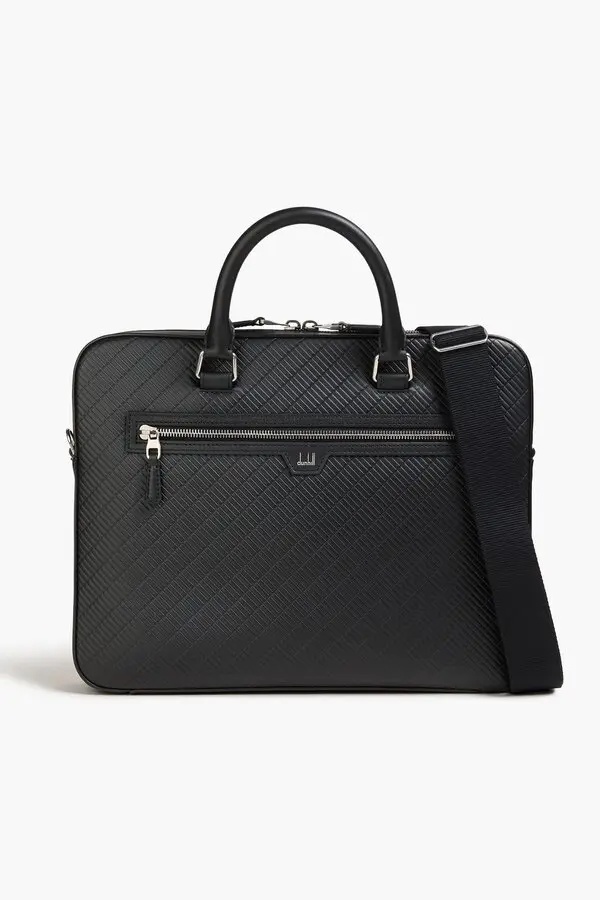Dunhill Embossed Leather Laptop Bag - Black