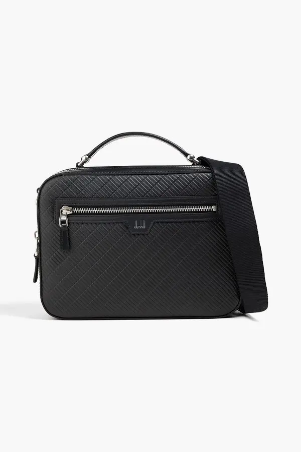 Dunhill Contour Embossed Leather Messenger Bag - Black