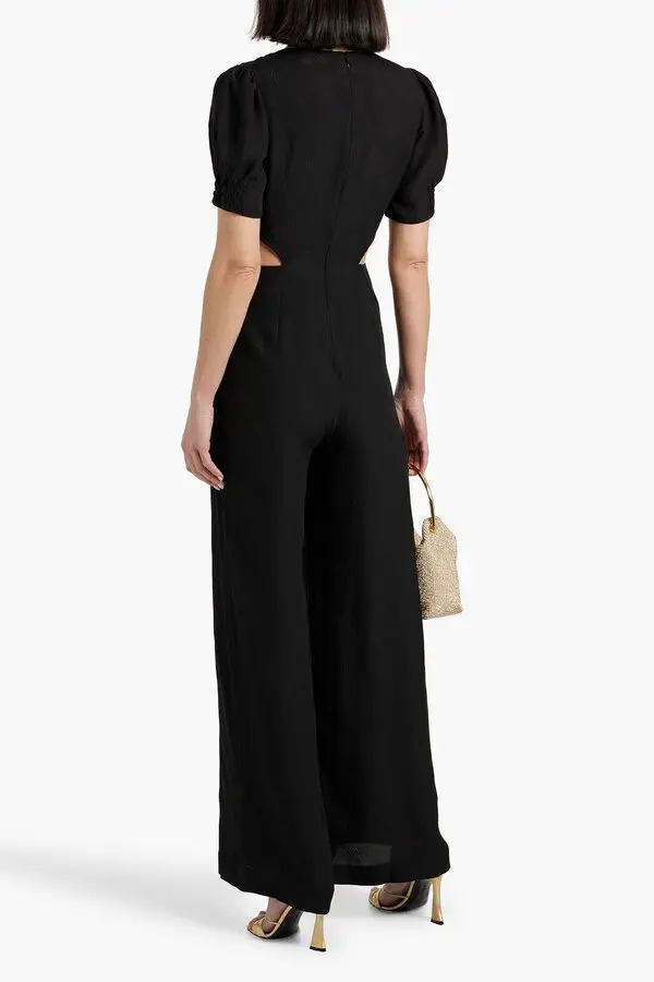 Saloni Lea Cutout Silk-jacquard Wide-leg Jumpsuit