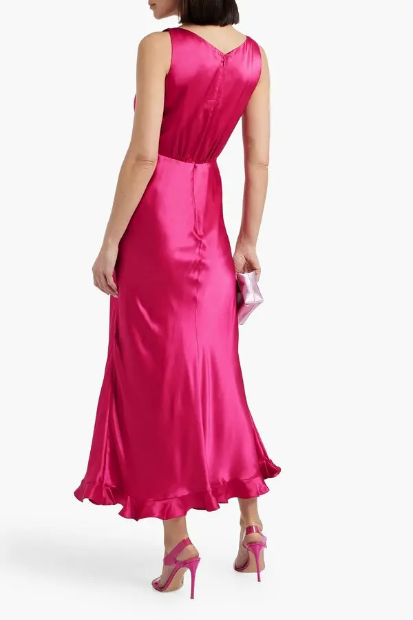 Buy Saloni Fia Twist-front Silk-satin Maxi Dress Bright Pink At