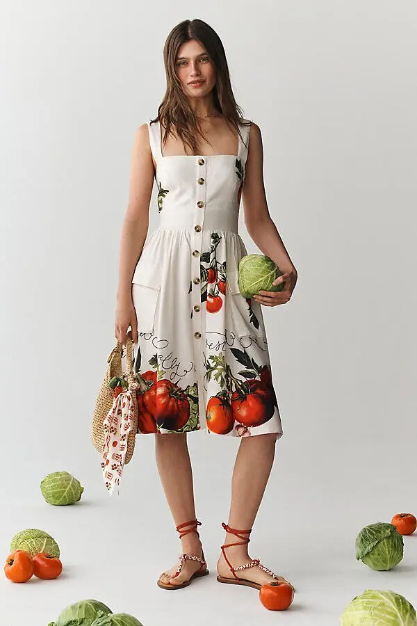 Maeve Button-Front Fit & Flare Midi Dress In Multicolor - 39% Off |  Editorialist