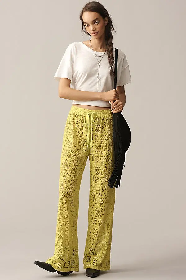 BLITHE Lace Straight Leg Pull-on Pants - Sunkissed Lime