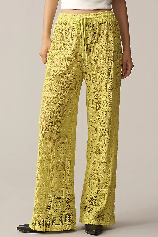 BLITHE Lace Straight Leg Pull-on Pants - Sunkissed Lime
