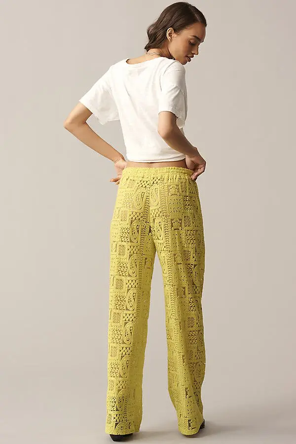 BLITHE Lace Straight Leg Pull-on Pants - Sunkissed Lime
