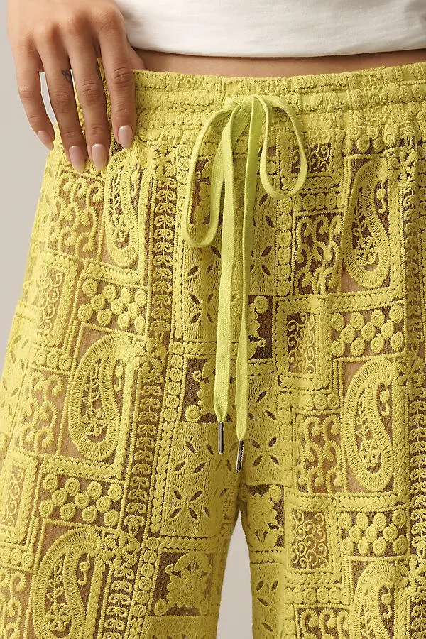 BLITHE Lace Straight Leg Pull-on Pants - Sunkissed Lime