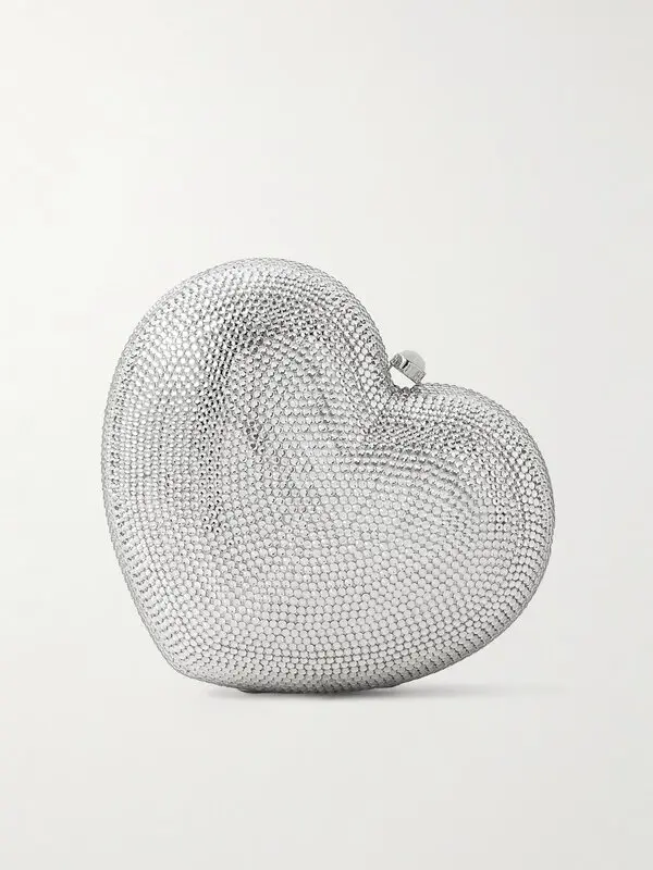 Judith Leiber L'amour Petit Coeur Crystal-embellished -tone Clutch - Silver