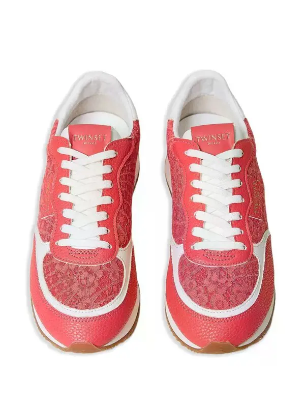 TWINSET Lace Panelled Sneakers - Red