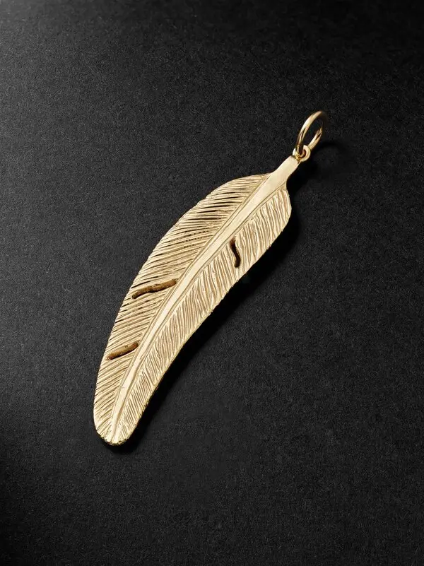 Jacquie Aiche Large Feather 14-karat Charm - Gold