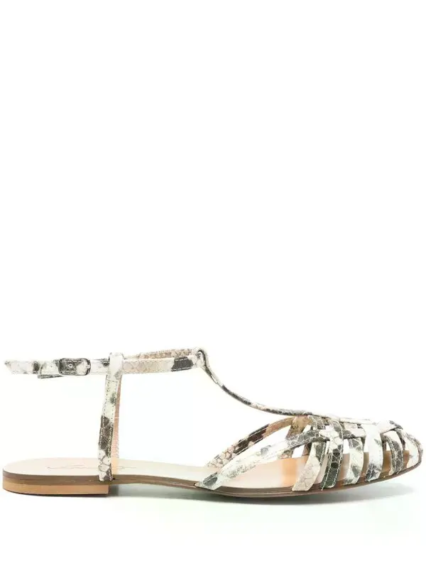 ANNA F. Python-print Flats - Neutrals