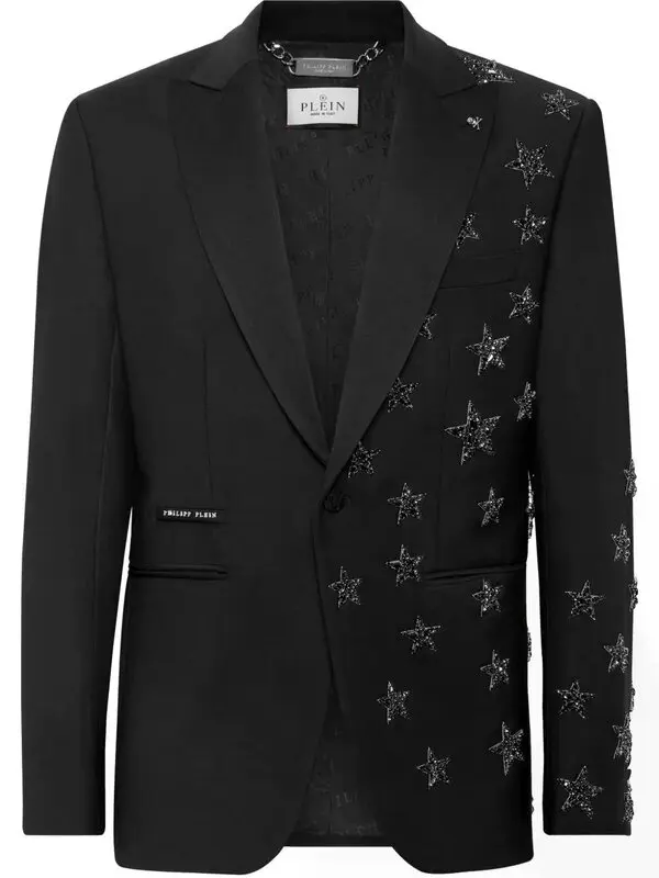 Philipp Plein Stars Wool Blazer - Black