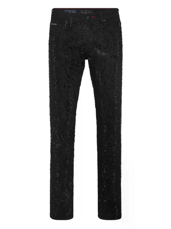 Philipp Plein Straight Cut Strass Jeans - Black