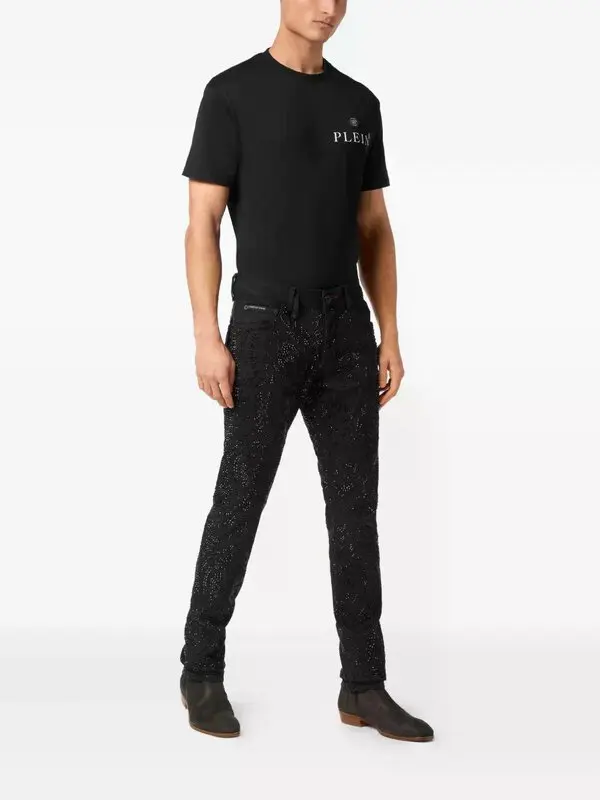 Philipp Plein Straight Cut Strass Jeans - Black